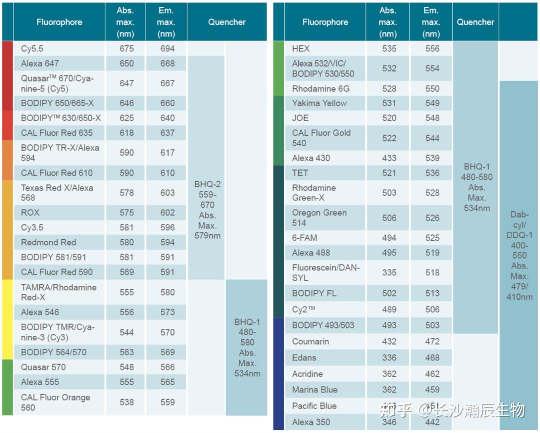 用于寡核苷酸标记的荧光染料 - 知乎