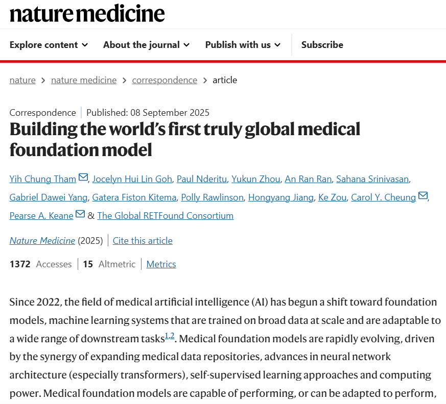 100 多国家组建RETFound联盟打造全球首个真正的医疗基础模型 - 知乎