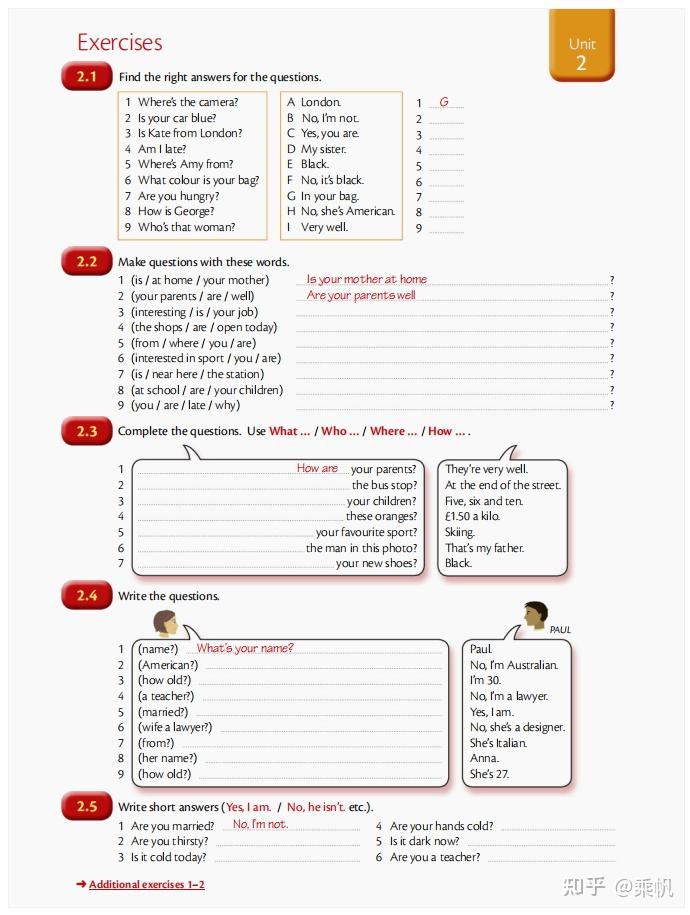 剑桥初级英语语法 Unit 2：am/is/are (questions) - 知乎