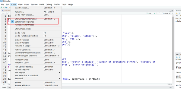 Rstudio中代码随着边框换行 - 知乎