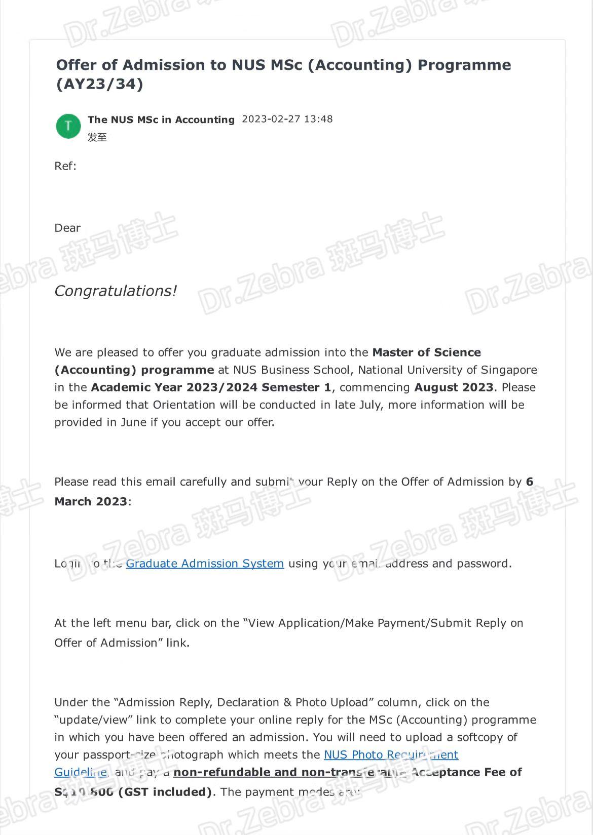 【新加坡研究生| 新加坡国立大学 NUS MSc in Accounting录取】 - 知乎