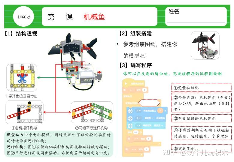 跟蜗学乐高EV3 | 机械鱼，分区摆动的设计方法 - 知乎