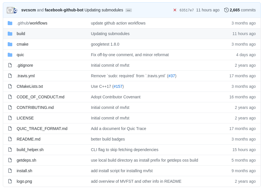 酷站推荐 - github.com/facebookincubator/mvfst - QUIC