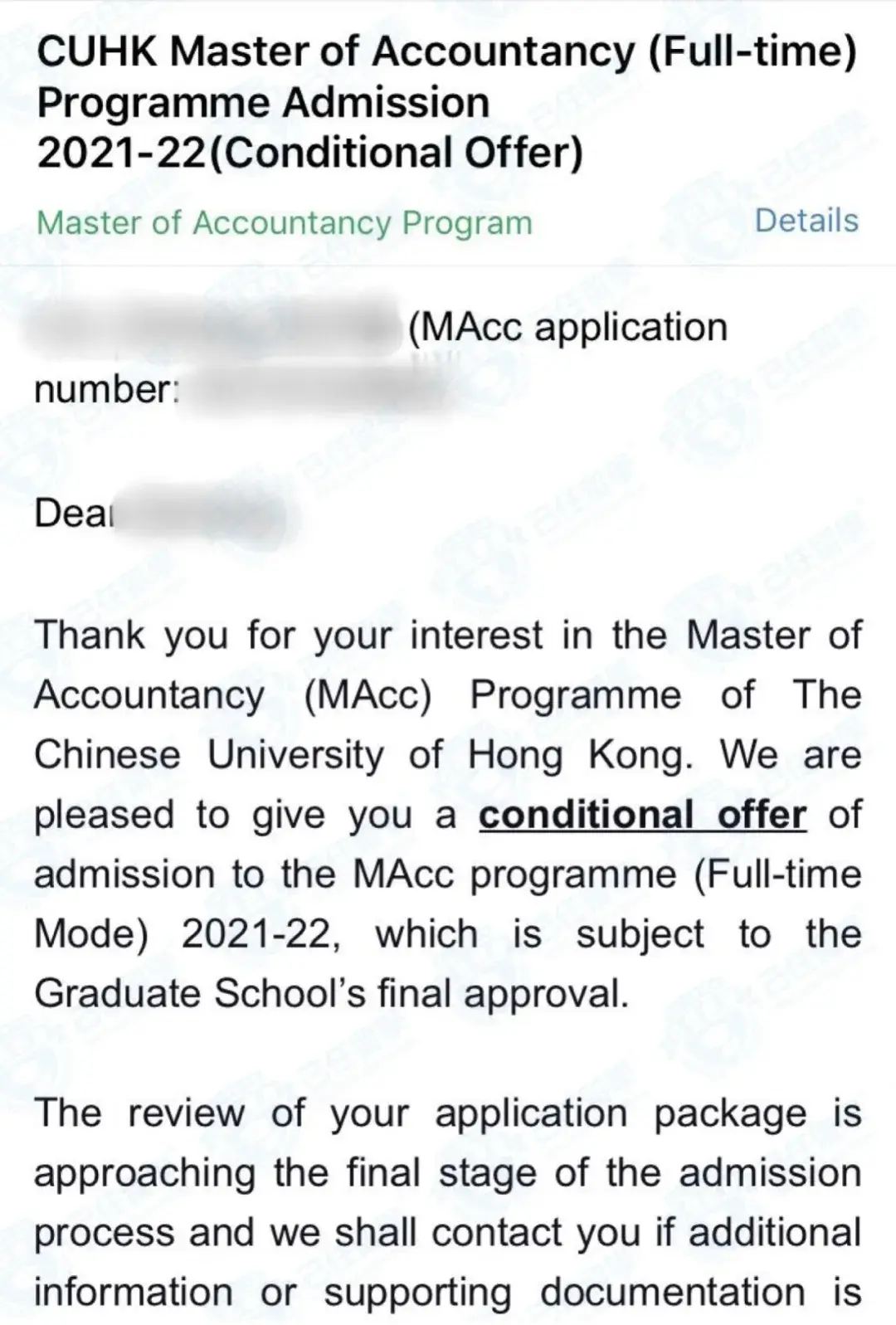 己任留学21Fall香港offer | 香港中文大学 Master of Accountancy - 知乎
