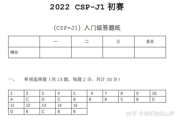 2022csp-j 初赛题目及参考答案 - 知乎