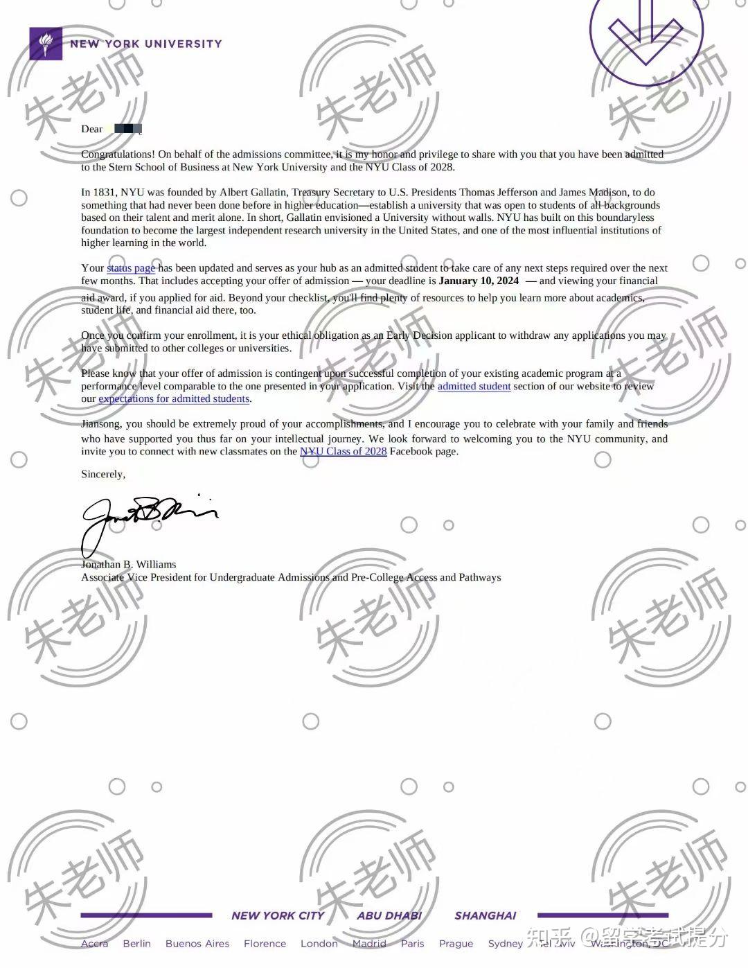 NYU纽约大学商学院本科OFFER - 知乎