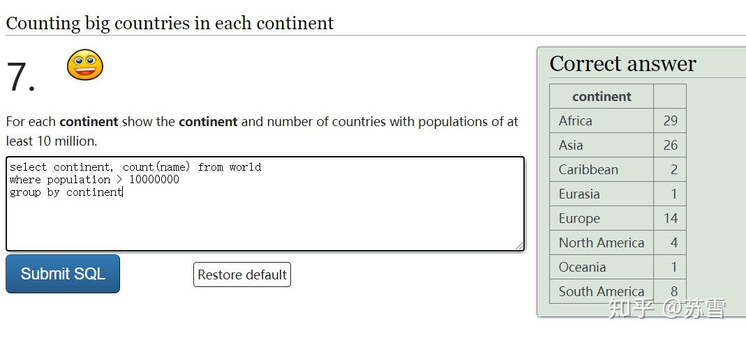 sqlzoo练习5(含答案)：SUM and COUNT - 知乎