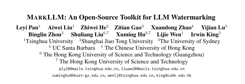 清华等高校推出首个开源大模型水印工具包MarkLLM，支持近10种最新水印算法 - 知乎