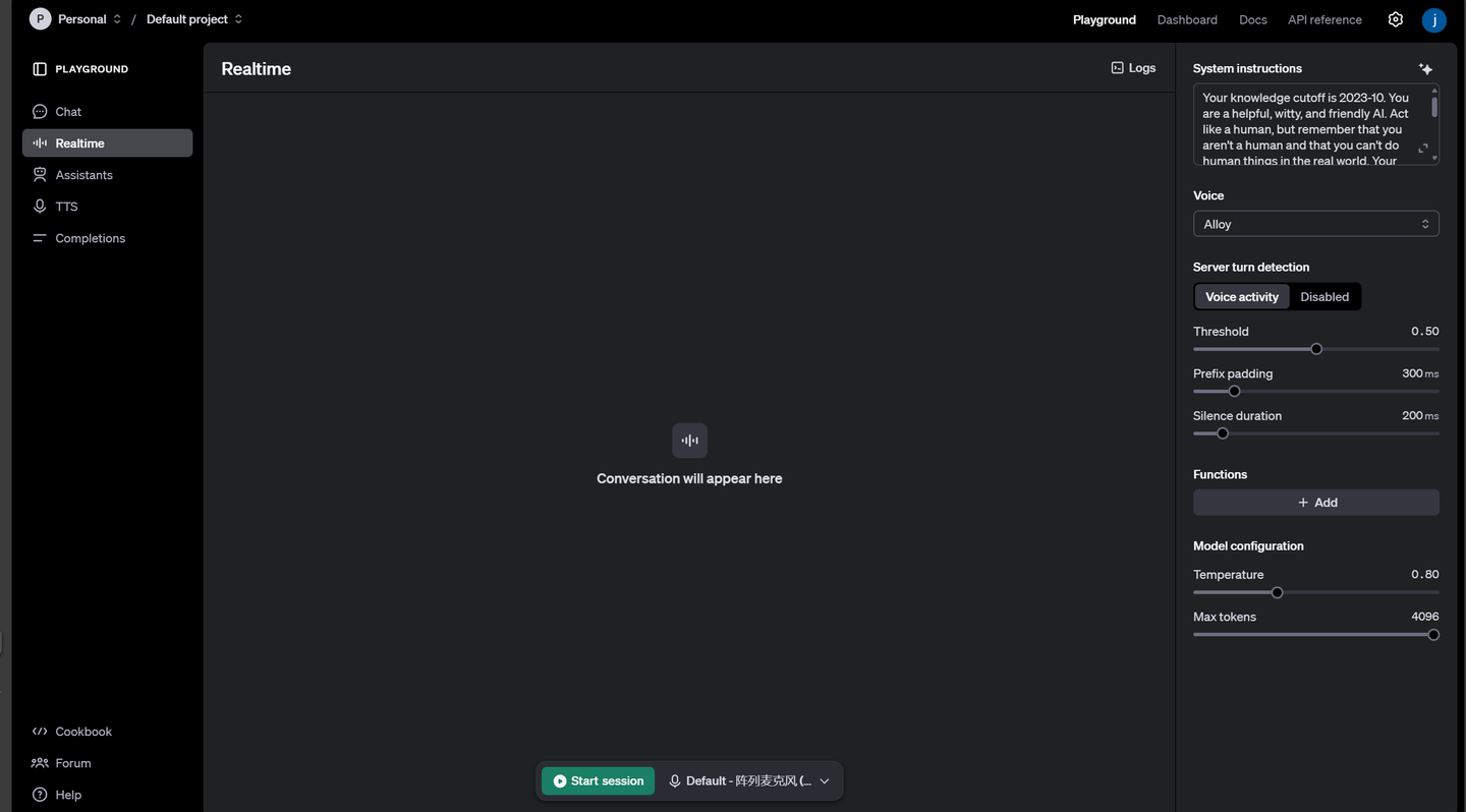 OpenAI Playground使用Realtime API - 知乎