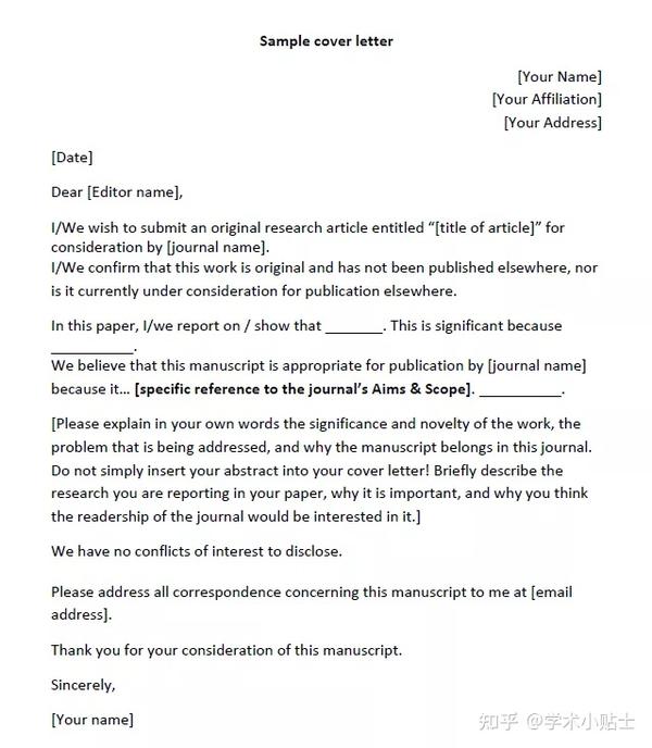 写作干货|投稿信Cover Letter如何写,能留下完美第一印象？(附模板) - 知乎