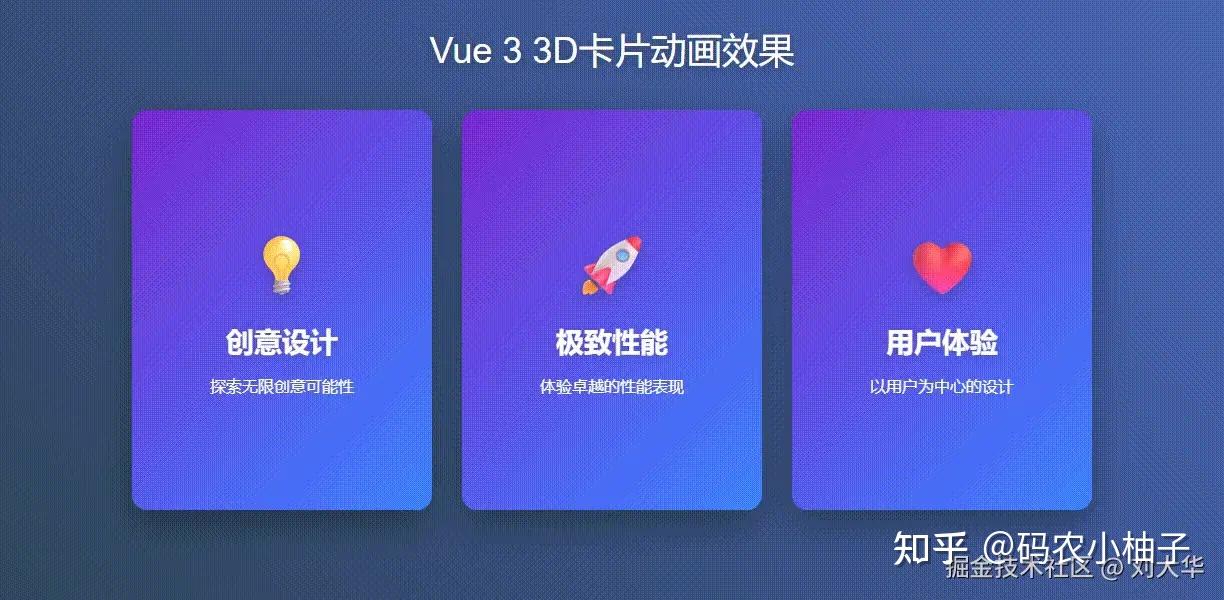 Vue3+CSS 实现的 3D 卡片动画，让你的网页瞬间高大上 - 知乎