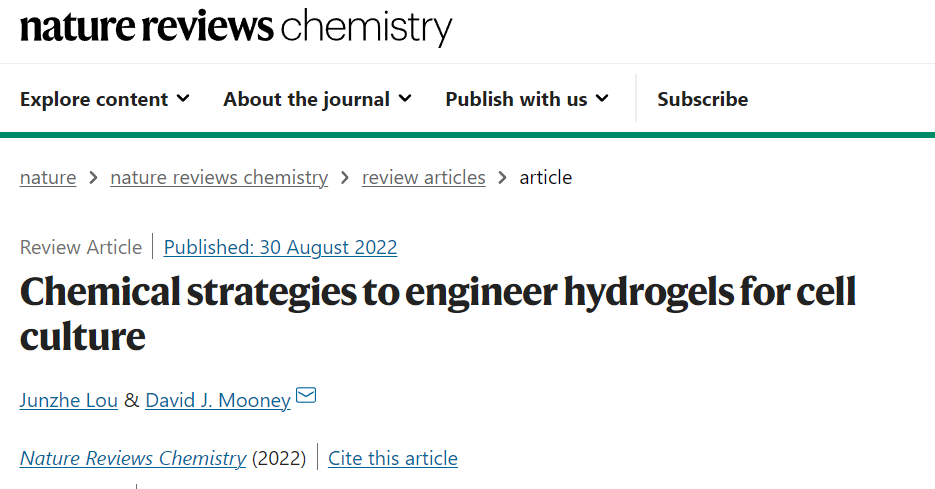 《Nature Rev. Chem.》哈佛大学David J. Mooney院士综述：细胞培养用水凝胶工程化策略 - 知乎