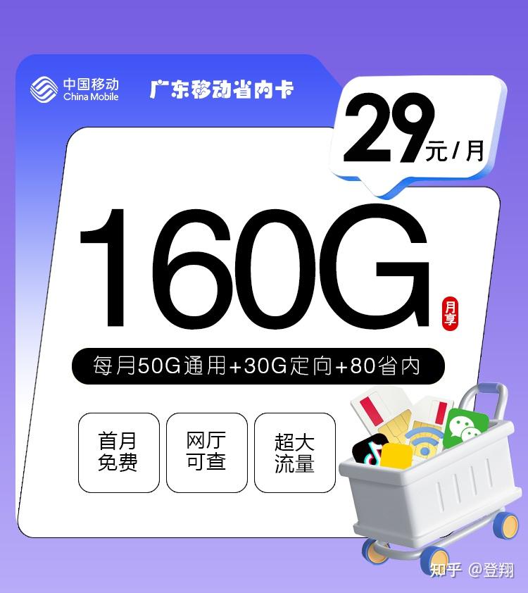 广东移动王者归来！流量卡29元160G流量！首月免费！5G速度！只发广东 - 知乎