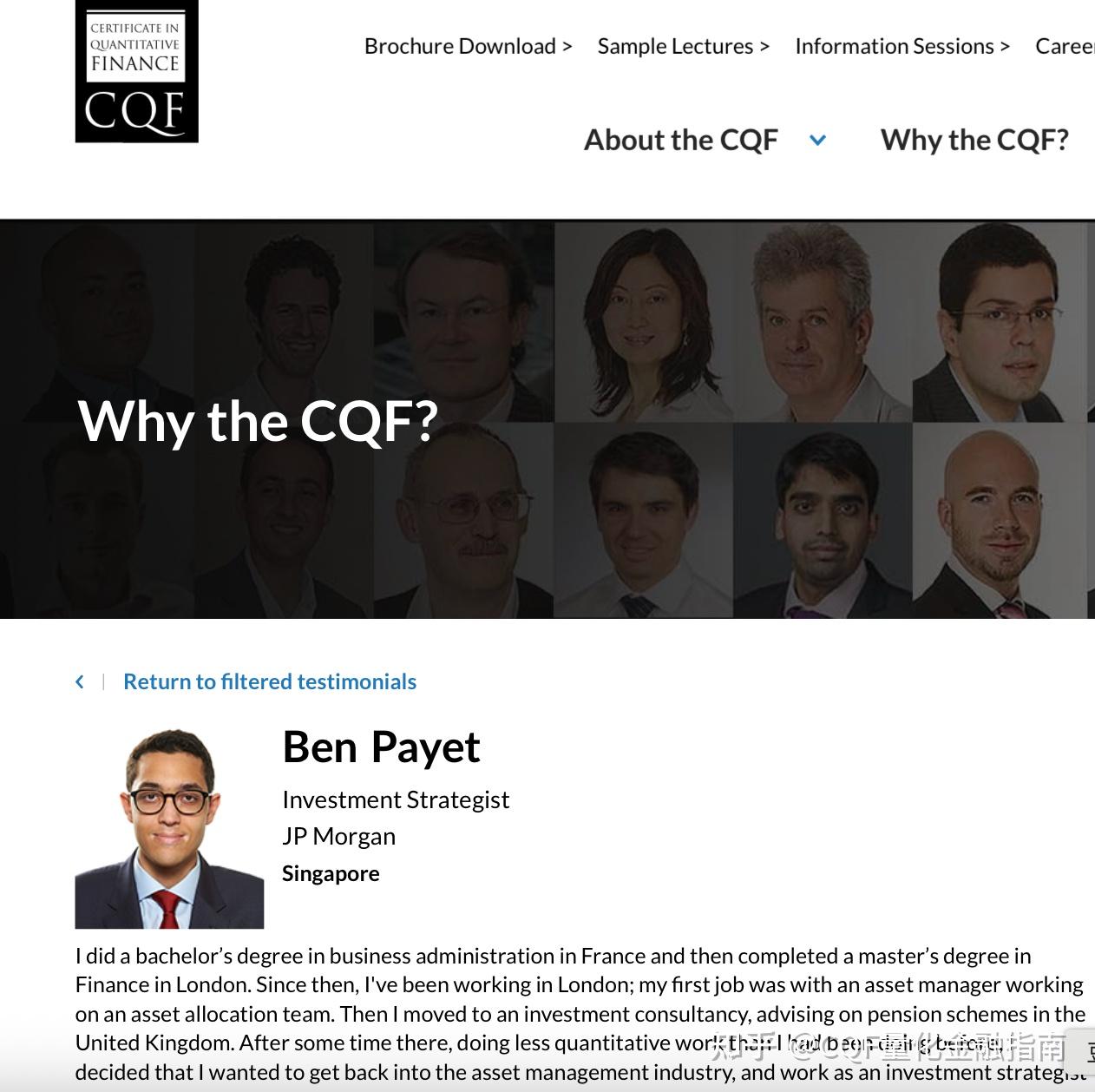 从非量化背景到摩根大通投资策略师：我如何用 CQF 实现职业逆袭？ - 知乎