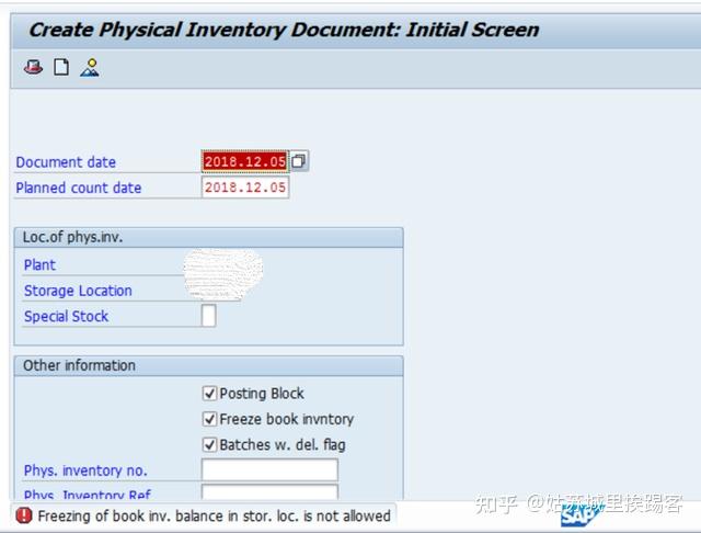 SAP MM MI01界面上的'Freeze book inventory'标记初探 - 知乎