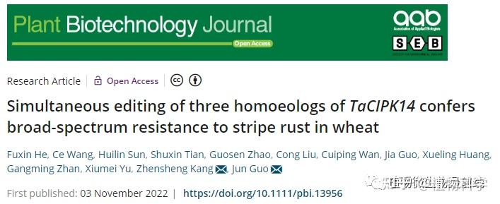 Plant Biotechnology Journal | 西北农林科技大学植物免疫研究团队在小麦广谱抗条锈病材料创制方面取得新进展 - 知乎