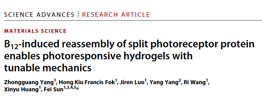 《Science Advances》港科大孙飞：感光蛋白使光响应水凝胶具有可调力学性! - 知乎