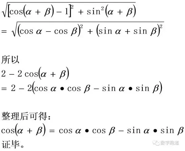 cos(α＋β)=cosα·cosβ－sinα·sinβ 的证明 - 知乎