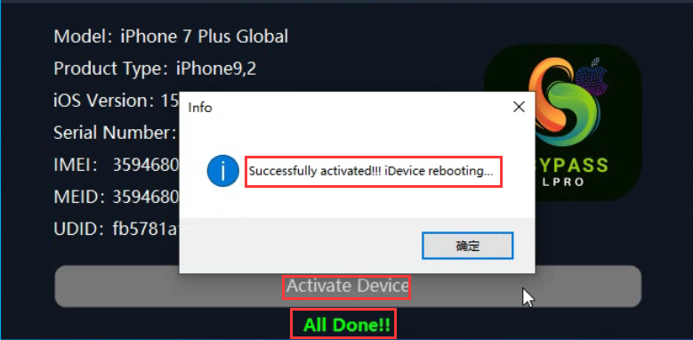 iPhone 6S-X,Windows/Mac版本 iBypass LPro 绕激活完美解4G信号，可以登录iCloud，有消息通知，支持 ...