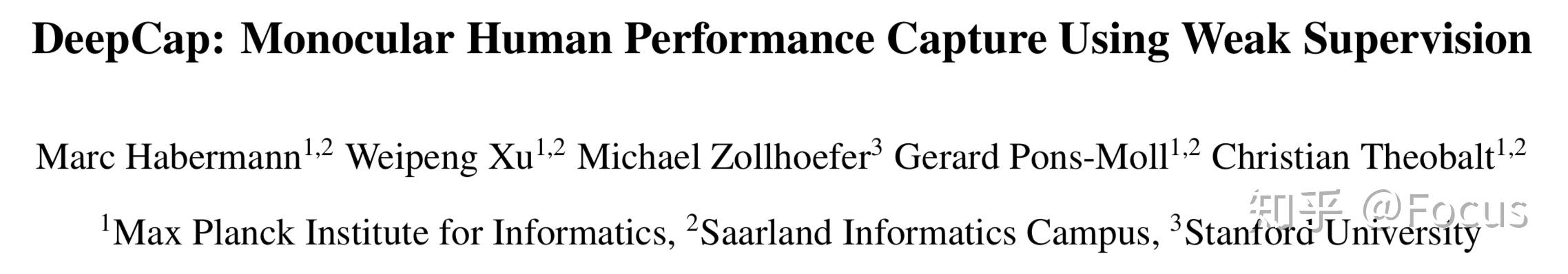 CVPR 2020 (Oral) | DeepCap: 基于弱监督学习的单目人体动作捕捉 - 知乎