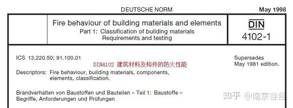 DIN 4102 建筑材料和构件的防火性能 - 知乎