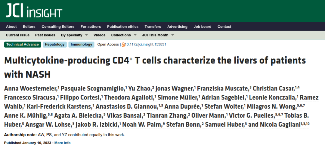 JCI insights︱德国汉堡大学赵宇等鉴定非酒精性脂肪肝炎患者中产生多种细胞因子的辅助T细胞病理功能 - 知乎