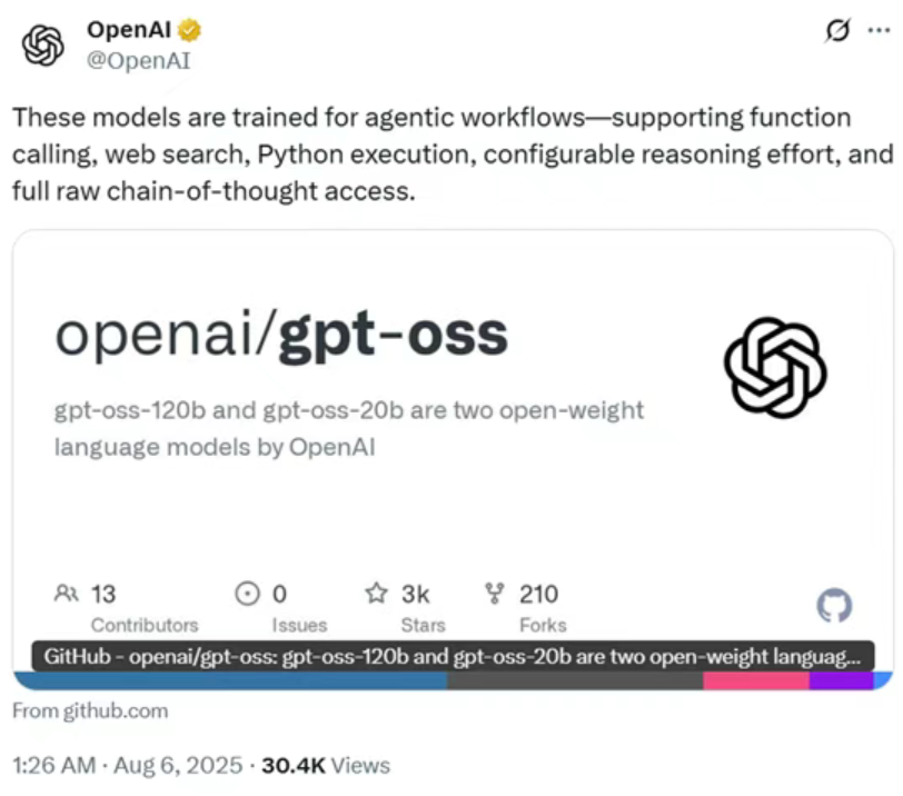OpenAI放大招：GPT-oss开源，200万小时训练，120B/20B双版本免费商用 - 知乎