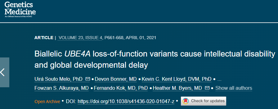 【前沿速递】UBE4A 基因双等位功能丧失变异导致智力障碍和整体发育迟缓 - 知乎