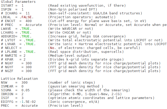 DFT新手入门：VASPKIT生成模版INCAR - 知乎