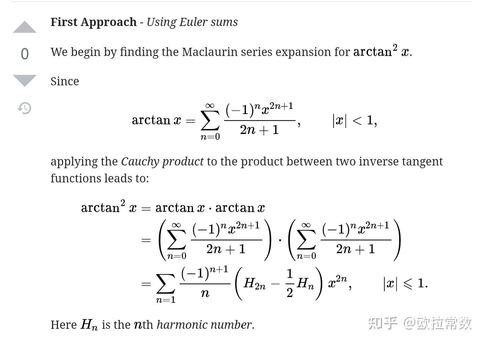反正切函数arctanx的麦克劳林级数展开式与反正切函数arctanx平方后的含有调和数的泰勒级数展开式 - 知乎