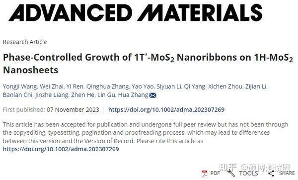 MoS2，最新Advanced Materials！ - 知乎