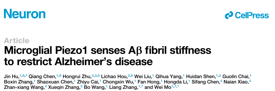 Neuron：Piezo1可作为AD治疗靶点！厦大莫玮教授团队揭示小胶质细胞感知Aβ斑块新机制 - 知乎