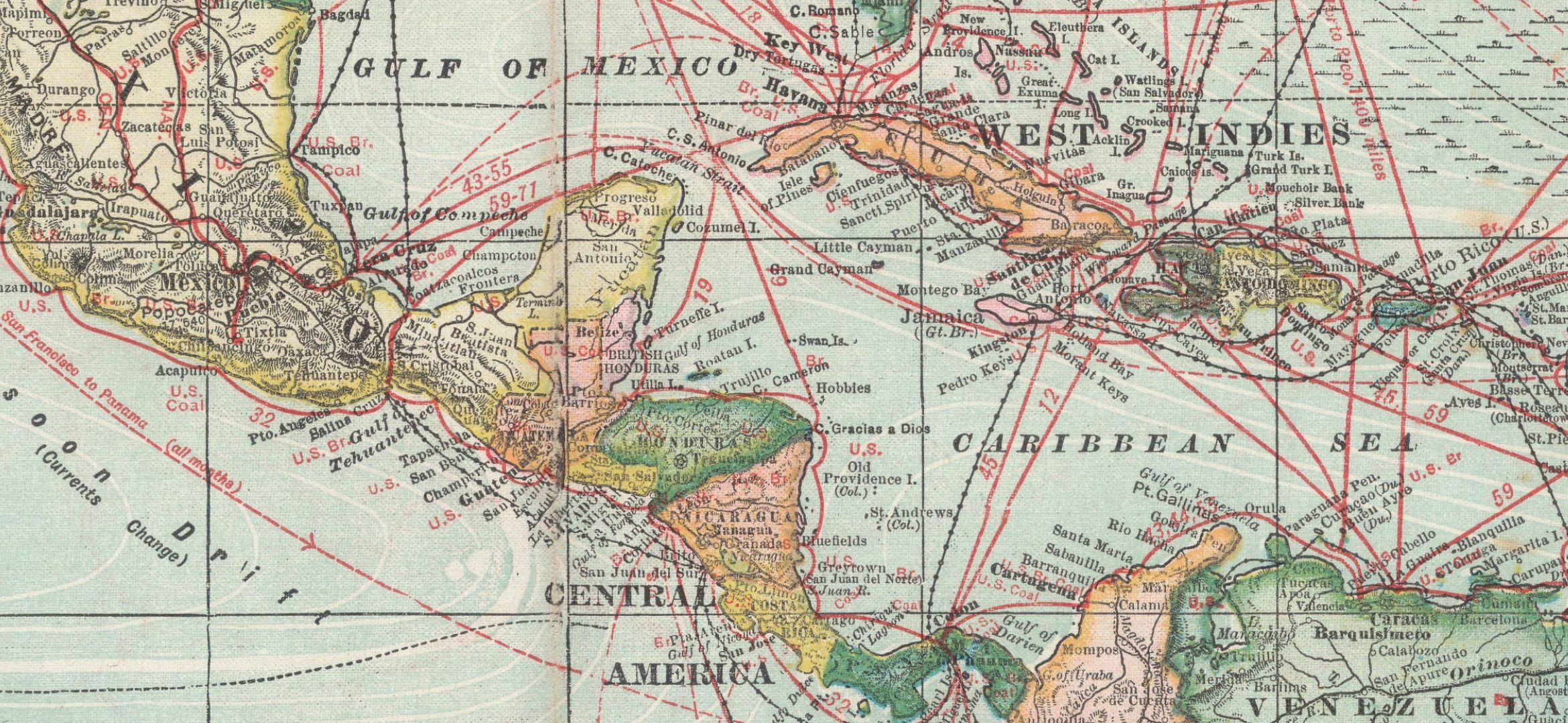 1910年世界地图，两张（Scarborough's map of the world,1910）：殖民领、势力范围、主要航线 - 知乎