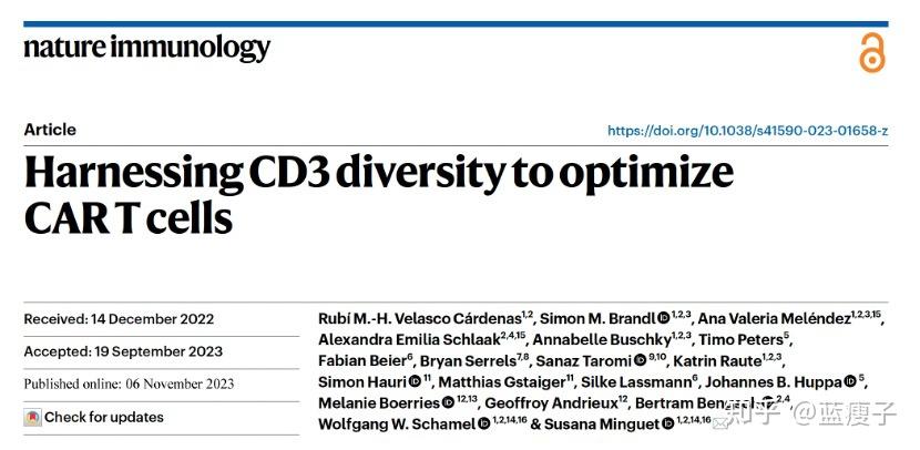 Nature Immunology丨利用CD3多样性优化CAR-T - 知乎