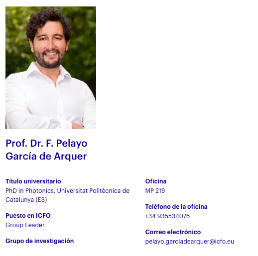 西班牙光子科学研究所(iCFO) Prof. F. Pelayo García de Arquer招三名博后（ERC Funding项目组） - 知乎
