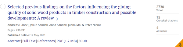 刊·见 | 汇集木材科学前沿研究，尽在Wood Material Science & Engineering - 知乎