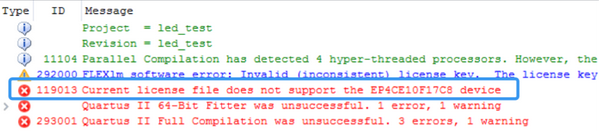 对于Quartus Prime 16.1全编译报错"Current License file does not suport the XXX device"可以尝试下面的做法 - 知乎