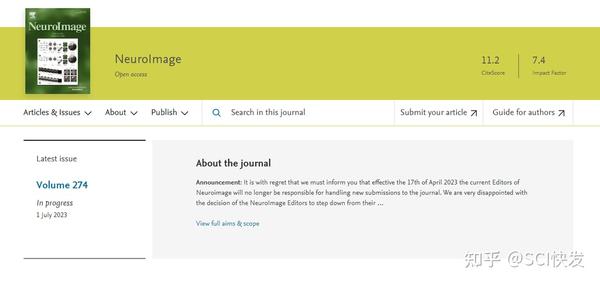 sci快发 | NeuroImage：TOP期刊，影响因子上涨，发文量多，纯OA - 知乎