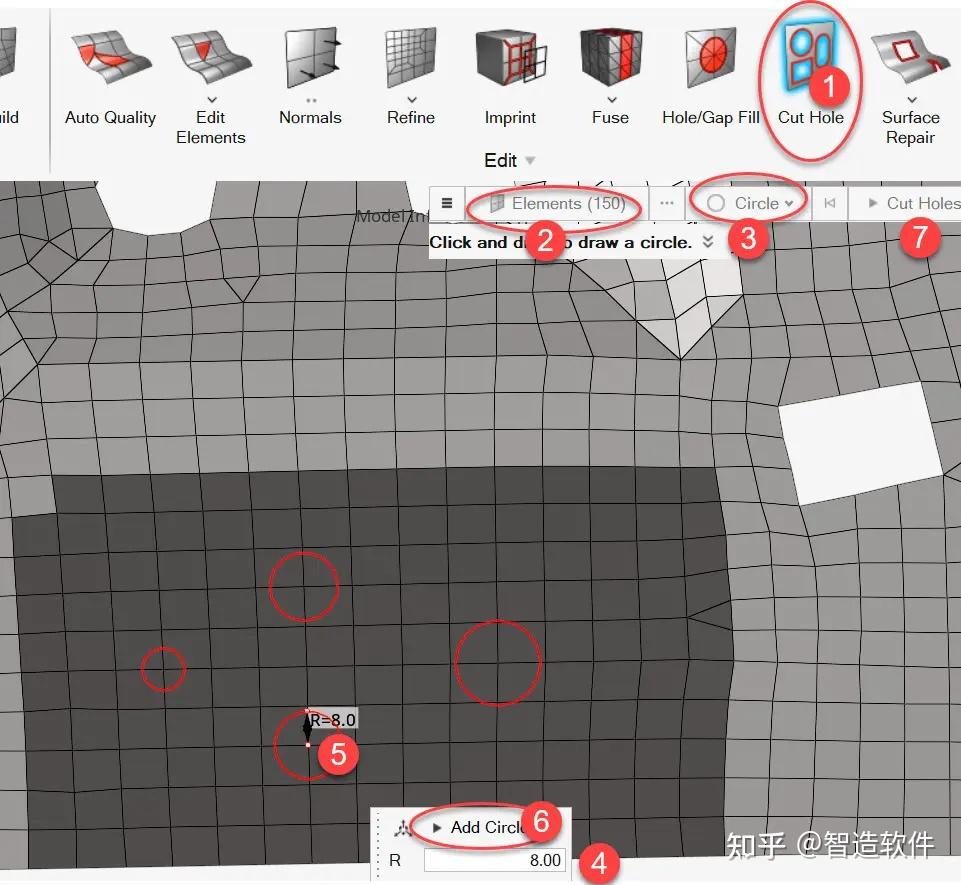 在Hypermesh中如何在无几何的2D网格上批量开孔及创建washer - 知乎