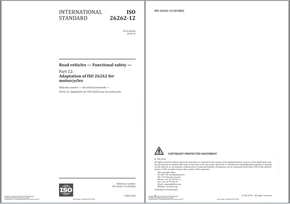 ISO 26262-12-2018【中文版翻译PDF原版】中文名称：道路车辆--功能安全--第12部分:适用于摩托车的ISO 26262 - 知乎