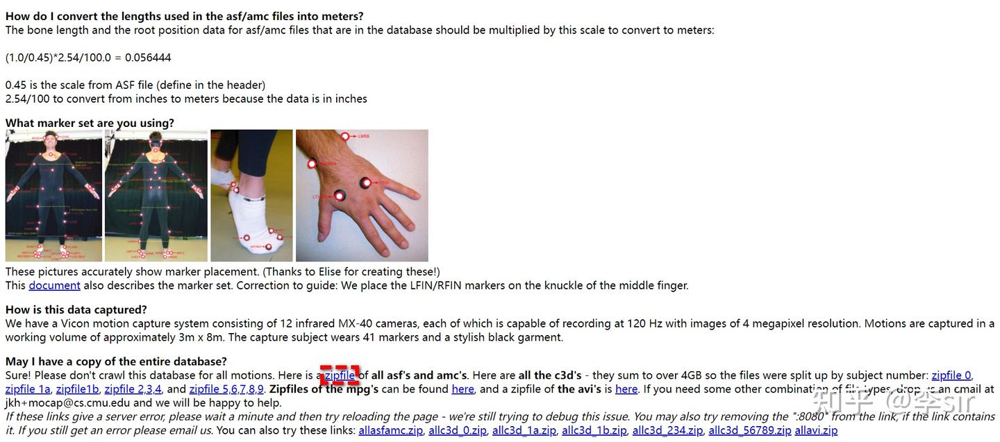 CMU MOCAP动作捕捉数据集使用指南 - 知乎