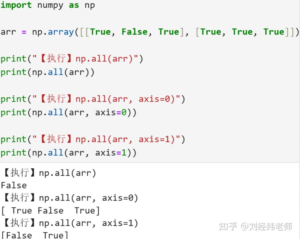检查数组中全部元素 或者各行(各列)元素 是否全都为True numpy.all() - 知乎