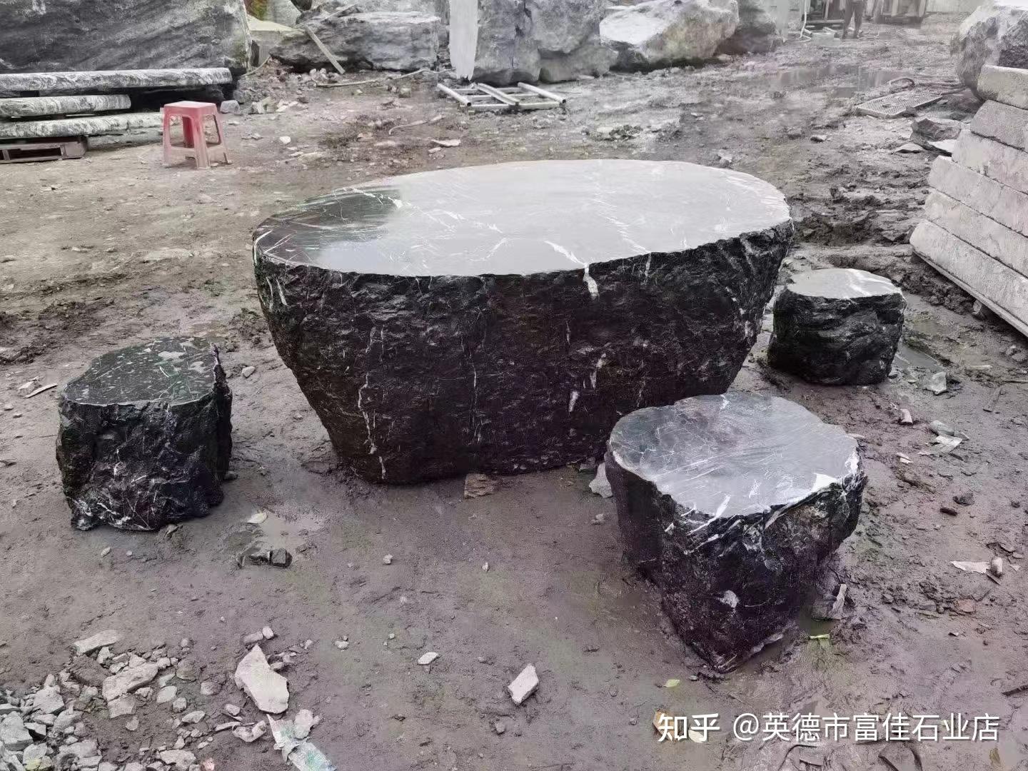 景观石茶台凳子，黑山石加工成石头桌子凳子 - 知乎