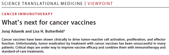 Sci Trans Med | 癌症疫苗出路：“独挑大梁”和协同治疗 - 知乎