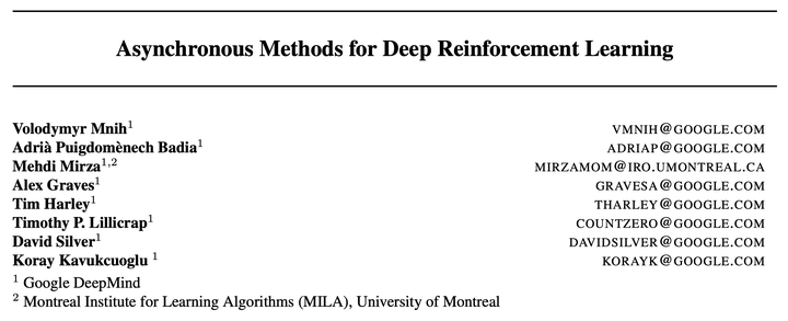 3. [2016] [A3C] Asynchronous Methods for Deep Reinforcement Learning - 知乎