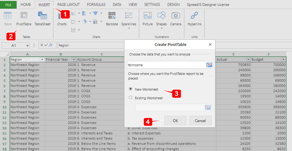 使用纯前端类Excel表格控件SpreadJS实现在线损益表应用——简单几步实现前端数据透视表的集成与应用 - 知乎