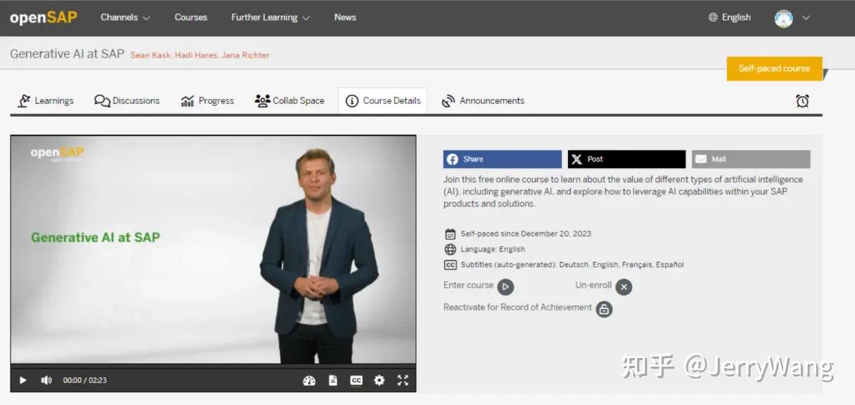 openSAP 网站上免费的 SAP Generative AI 学习课程 (一) - 知乎