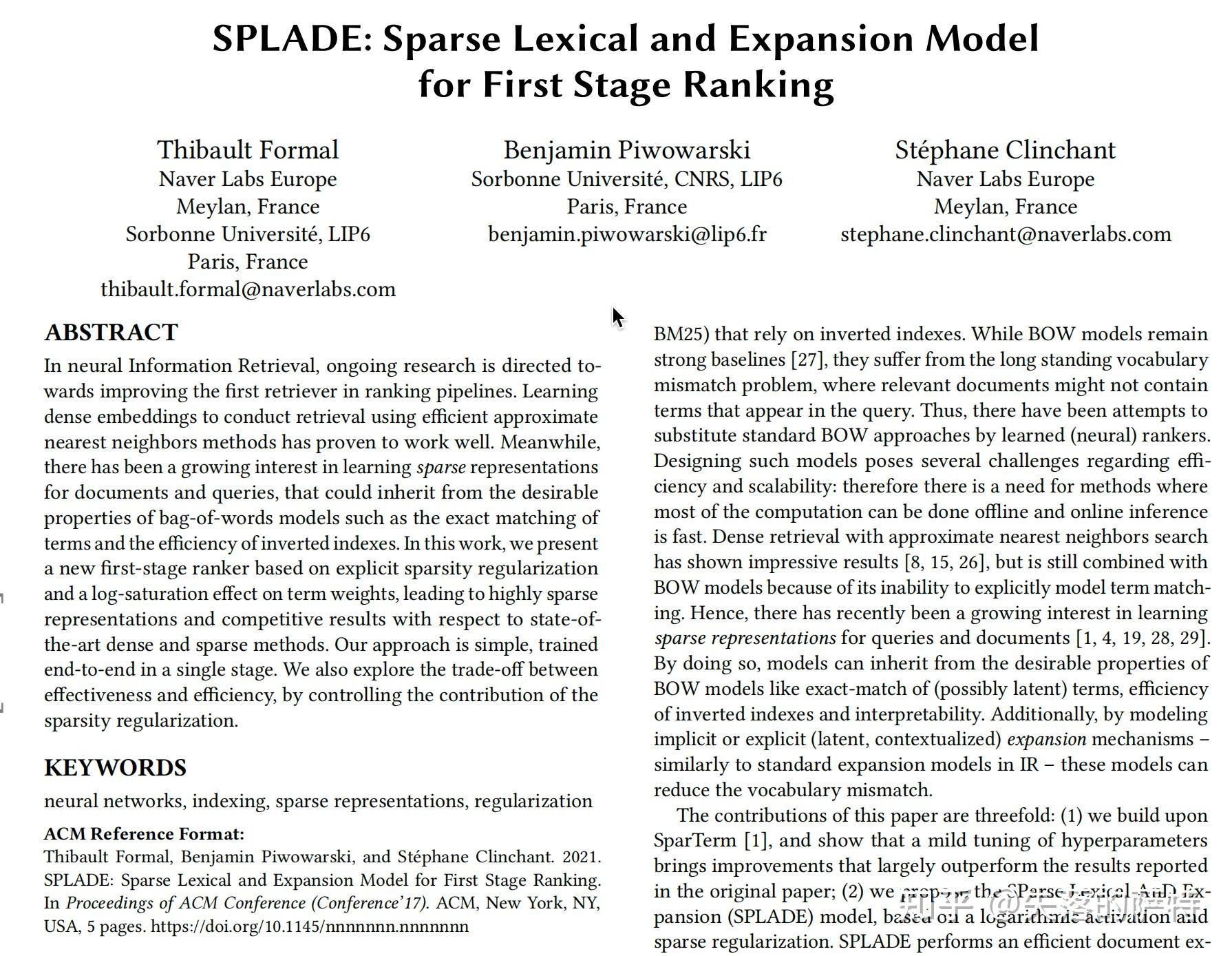 [SIGIR '21-22| NAVER] SPLADE v1, v2 and beyond - 知乎