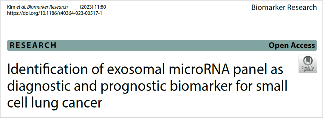 Biomark Res（IF=11.1）：血清外泌体miRNA作为小细胞肺癌诊断和预后生物标志物 - 知乎