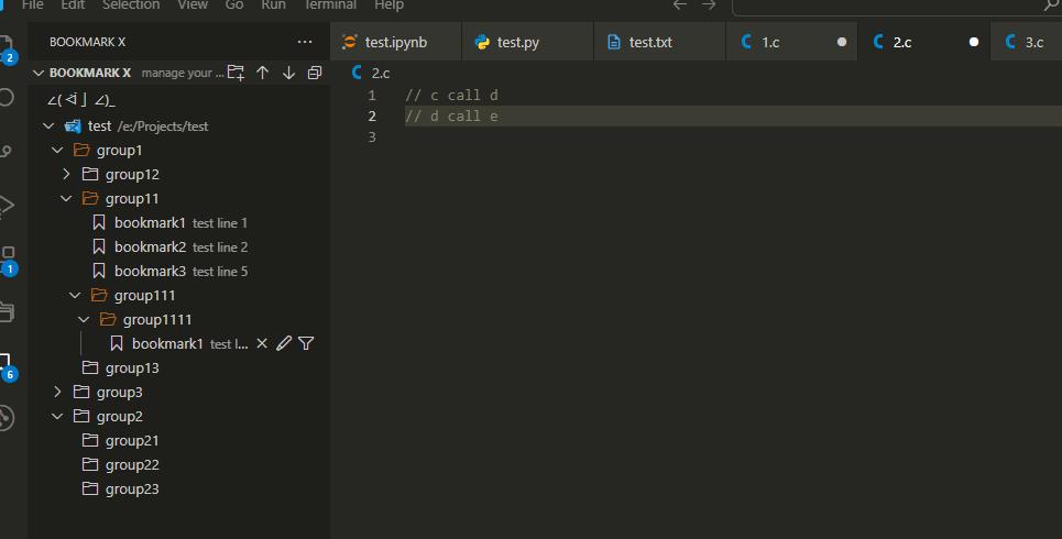推荐一个支持标签排序，分组嵌套的vscode bookmark插件：bookmark X - 知乎